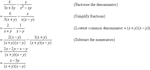 Addition And Subtraction Of Algebraic Fractions