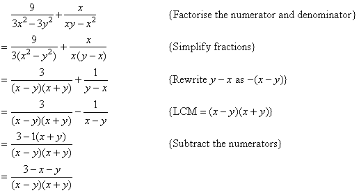 Addition And Subtraction Of Algebraic Fractions